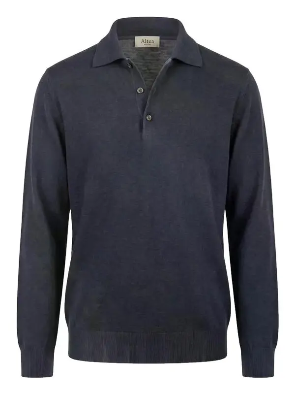 Altea Button-fastening Long-sleeve Polo Shirt - Blue