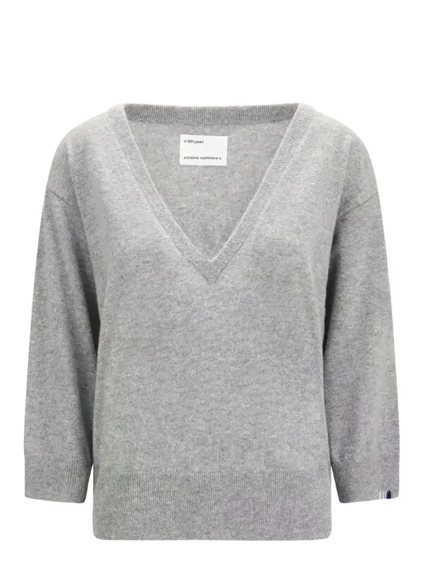 Extreme Cashmere Pearl V-neck Sweater - Grey