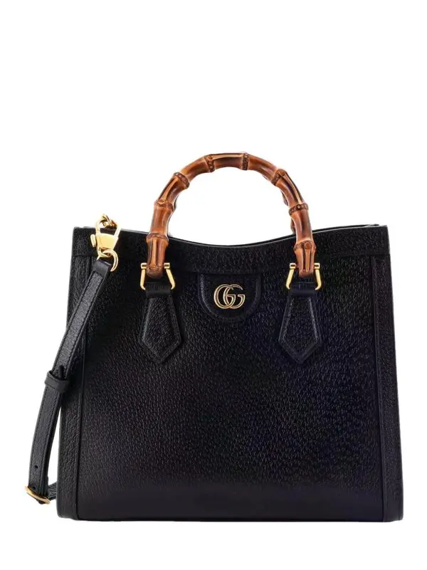 Gucci Diana Bamboo Handle Leather Small Tote Bag - Black