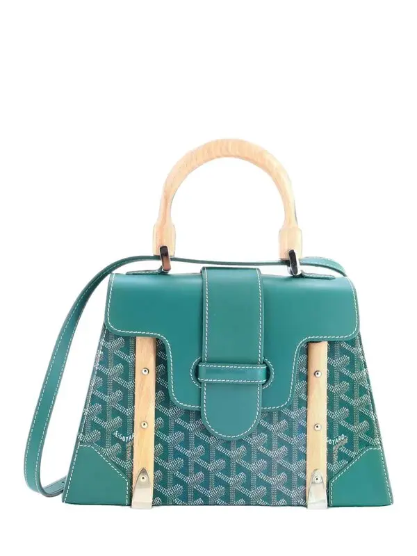 Goyard Saigon Top Handle Bag Coated Canvas With Leather Pm Satchel - Green