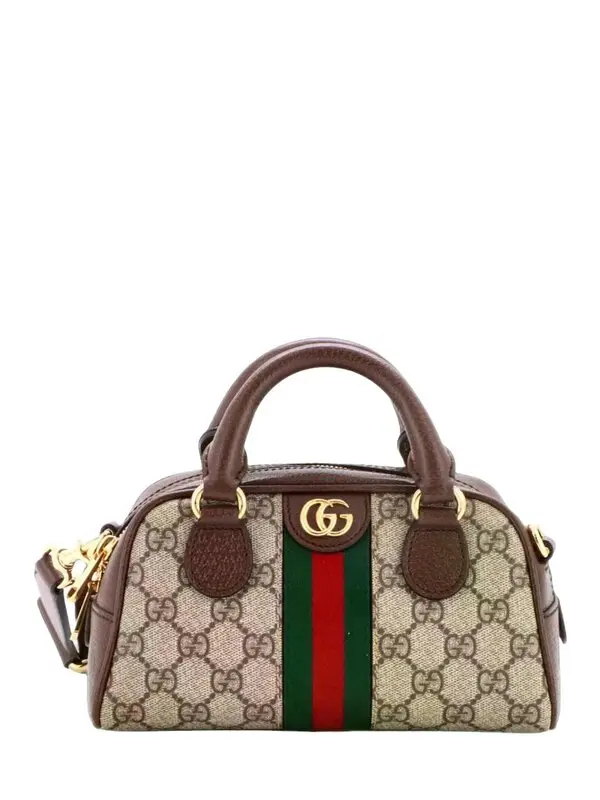 Gucci Gg Coated Canvas With Leather Mini Crossbody Bag - Brown