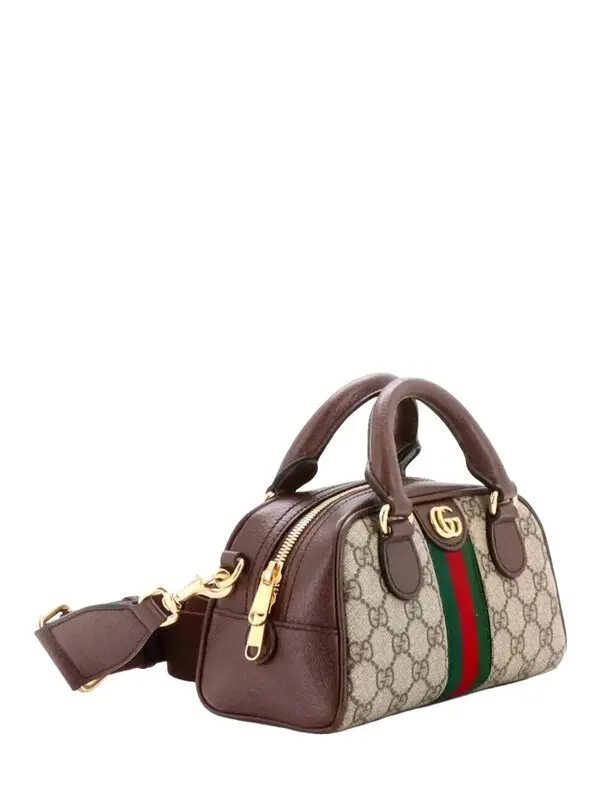 Gucci Gg Coated Canvas With Leather Mini Crossbody Bag - Brown