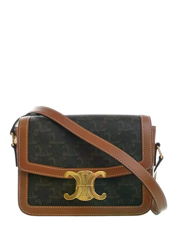 Celine Teen Triomphe Coated Canvas And Calfskin Triomphe Cross Body Bag - Brown