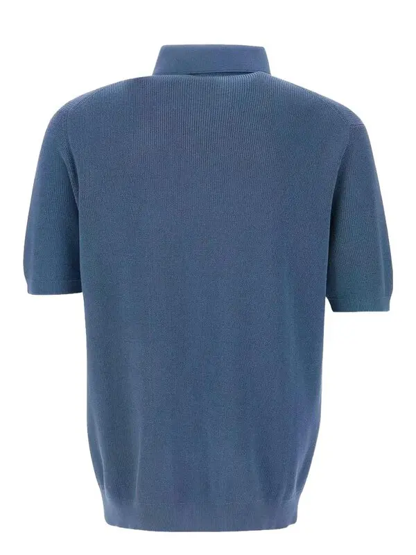 FILIPPO DE LAURENTIIS Grain-stitch Polo Shirt - Blue
