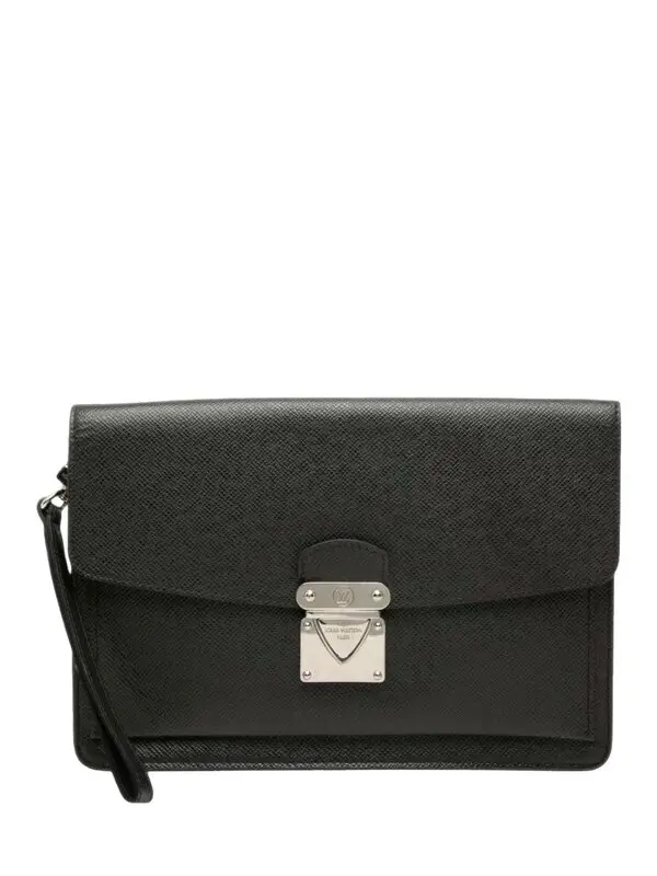 LOUIS VUITTON Taiga Leather Belaia Clutch Bag - Black