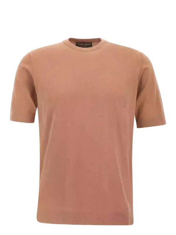 FILIPPO DE LAURENTIIS Crew-neck Side-slit T-shirt - Neutrals