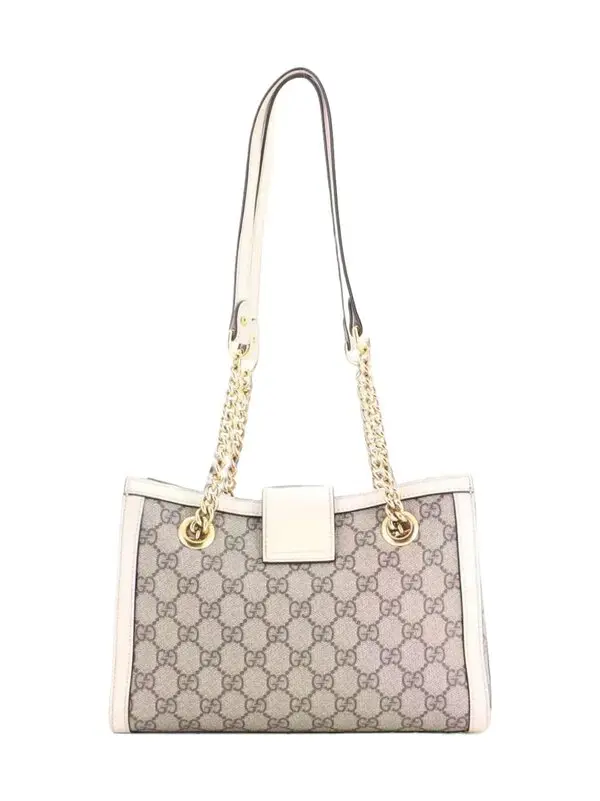 Gucci Padlock Chain Tote Gg Coated Canvas With Leather Small Shoulder Bag - Brown