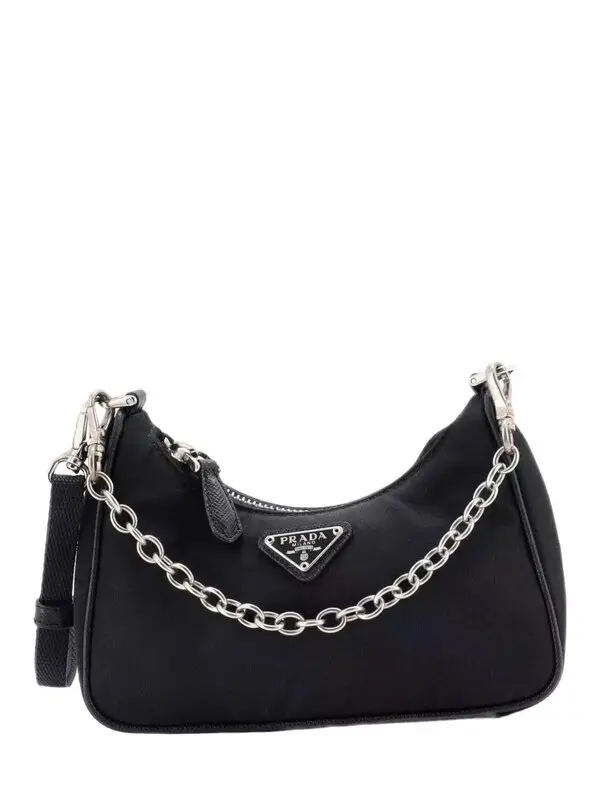 Prada Re-edition Tessuto Mini Hobo Shoulder Bag - Black