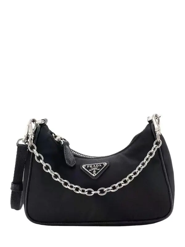 Prada Re-edition Tessuto Mini Hobo Shoulder Bag - Black