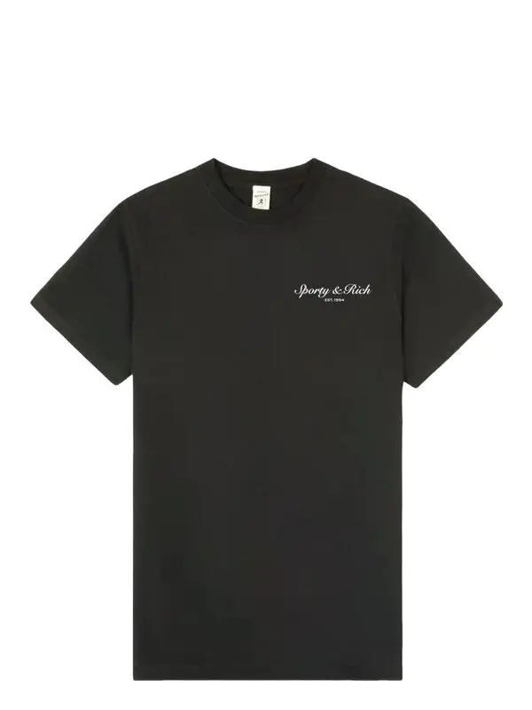 SPORTY & RICH Graphic-print Cotton T-shirt - Black
