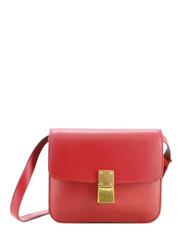 Celine Classic Box Bag Smooth Leather Teen Shoulder Bag - Red