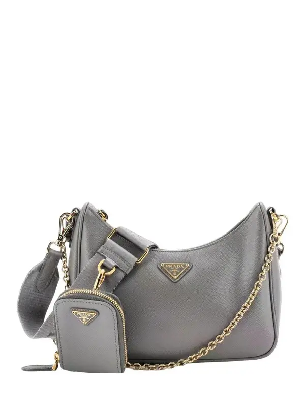 Prada Re-edition 2005 Saffiano Leather Small Crossbody Bag - Grey
