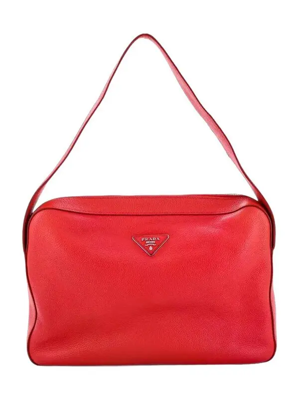 Prada Top Zip Vitello Daino Medium Shoulder Bag - Red