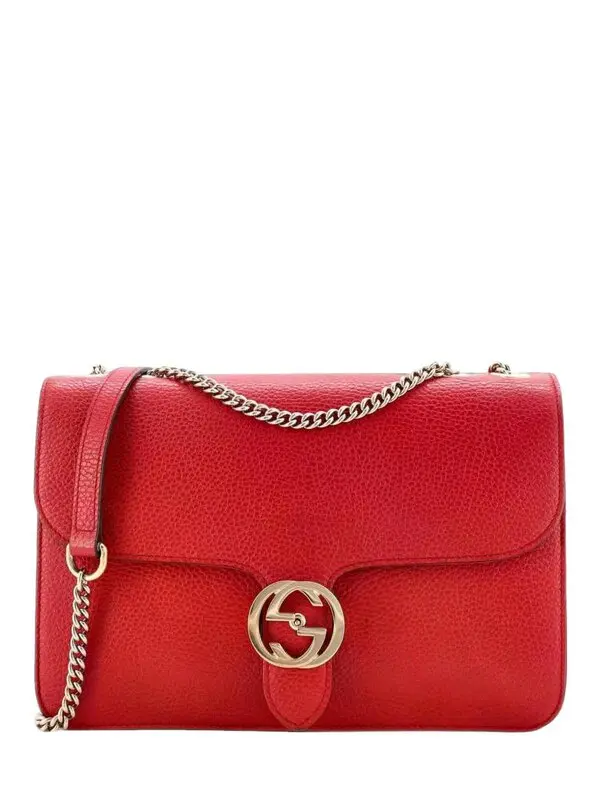 Gucci Interlocking Leather Medium Shoulder Bag - Red