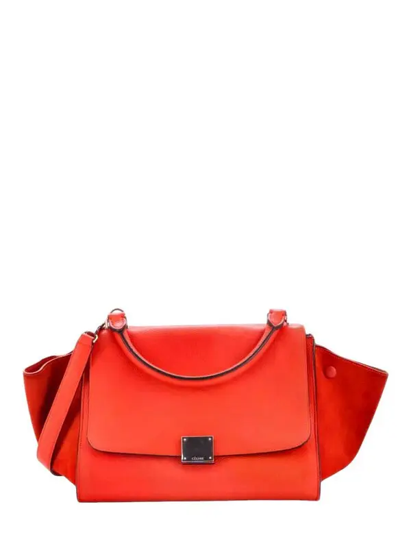 Celine Tricolor Trapeze Bag Leather Satchel - Red