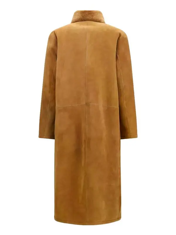 SWORD 6644 Shearling-collar Leather Coat - Neutrals
