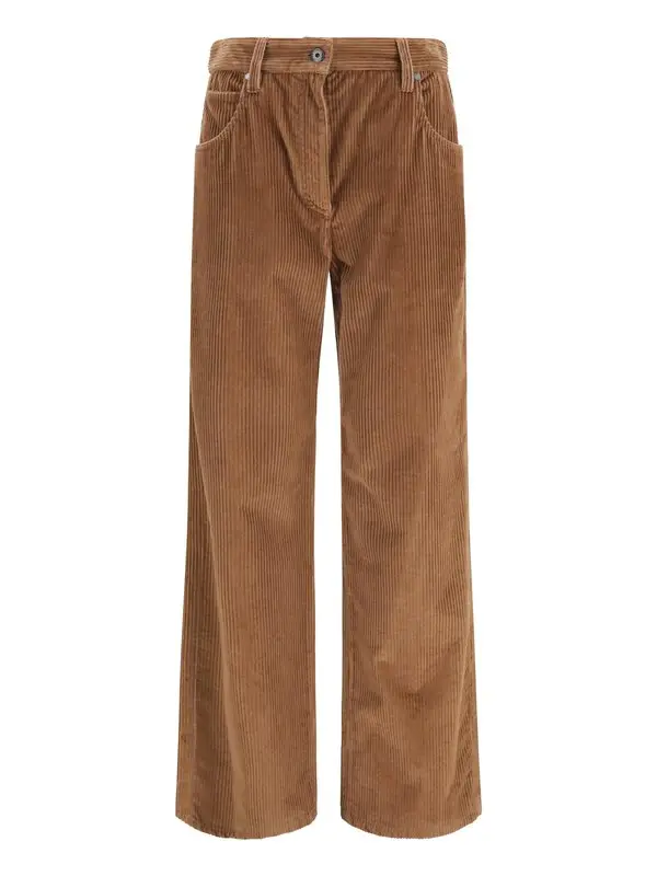 Brunello Cucinelli Straight Velvet Pants - Brown