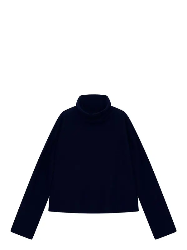 Giorgio Armani Regular Fit Pure Cashmere Volcano Collar Pullover - Blue