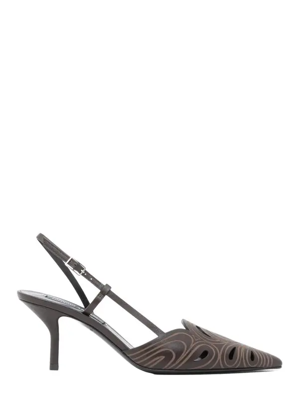 Giorgio Armani Leather Slingback Sandals - Brown