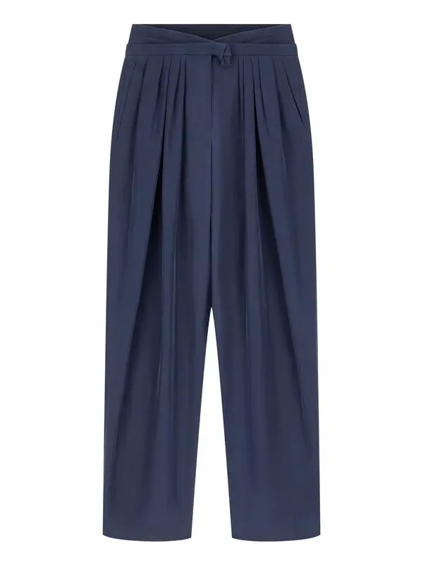 Giorgio Armani Regular Fit Trousers In Heavy Washed Silk - Blue