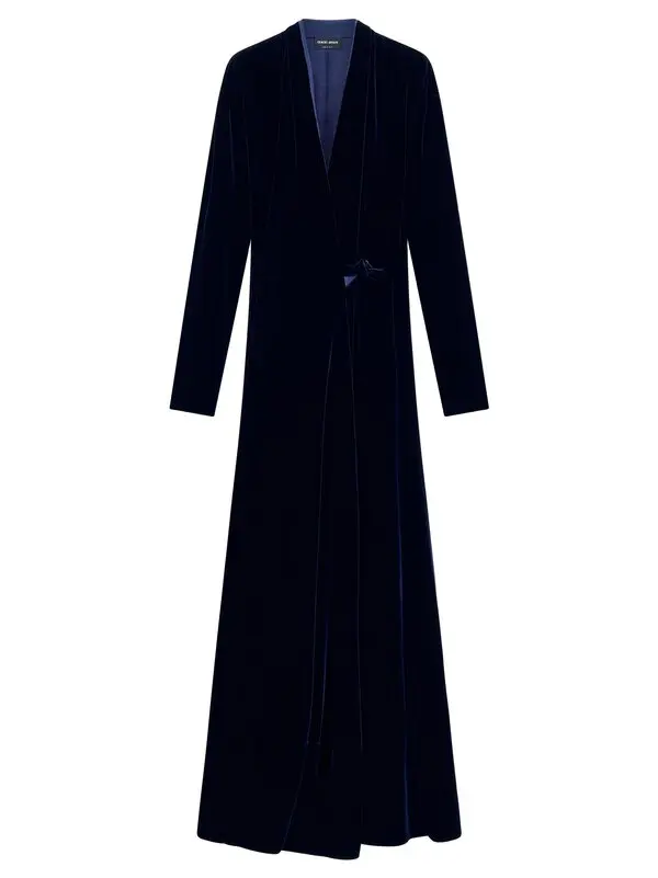 Giorgio Armani Viscose And Silk Velvet Long Wrap Dress - Blue