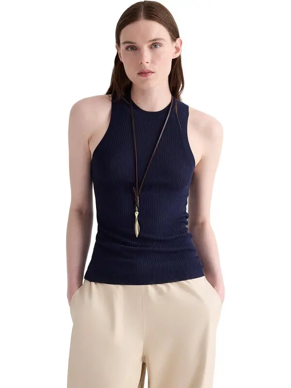 TWP Viscose Silk Port Tank - Midnight