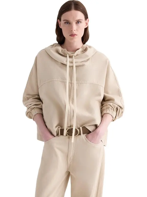 TWP Pull Me Over Hoodie In Sandshell Denim - Bone