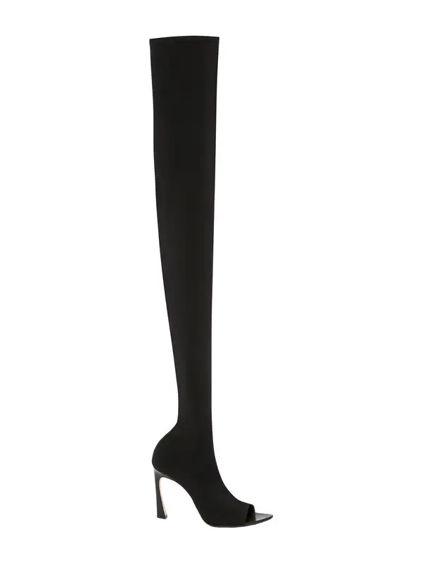 Victoria Beckham Harlow Peep Toe Stretch Jersey Boot - Black