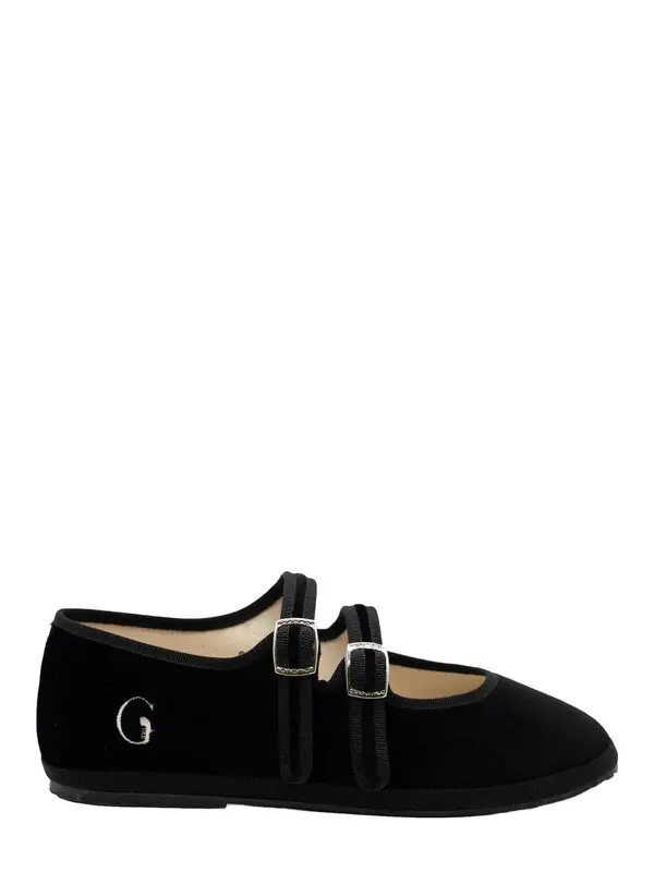 GONDOLINA SHOES Velvet Double-strap Mary Jane Shoes - Black