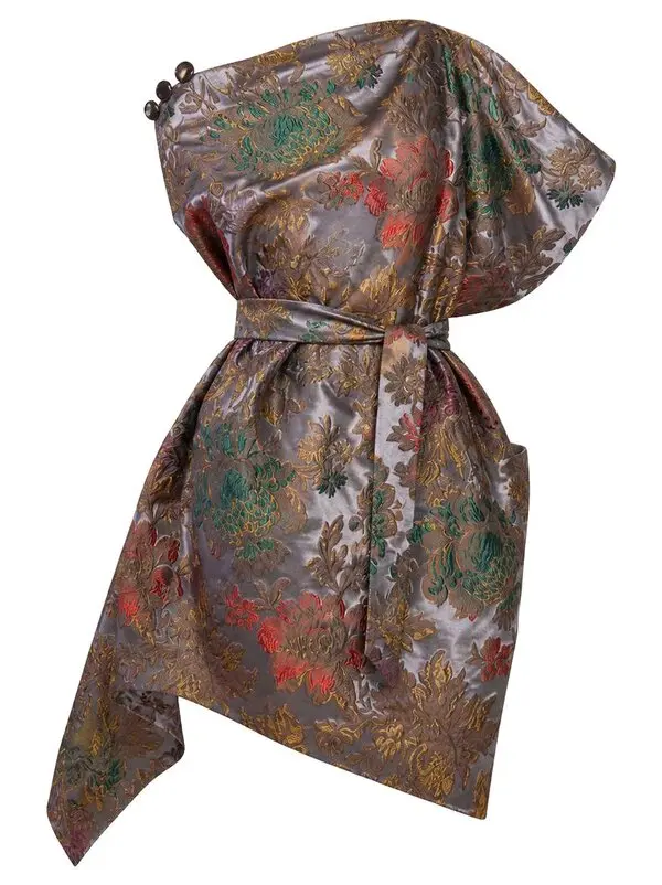 STUART TREVOR Dragon Brocade Pirate Dress - Silver