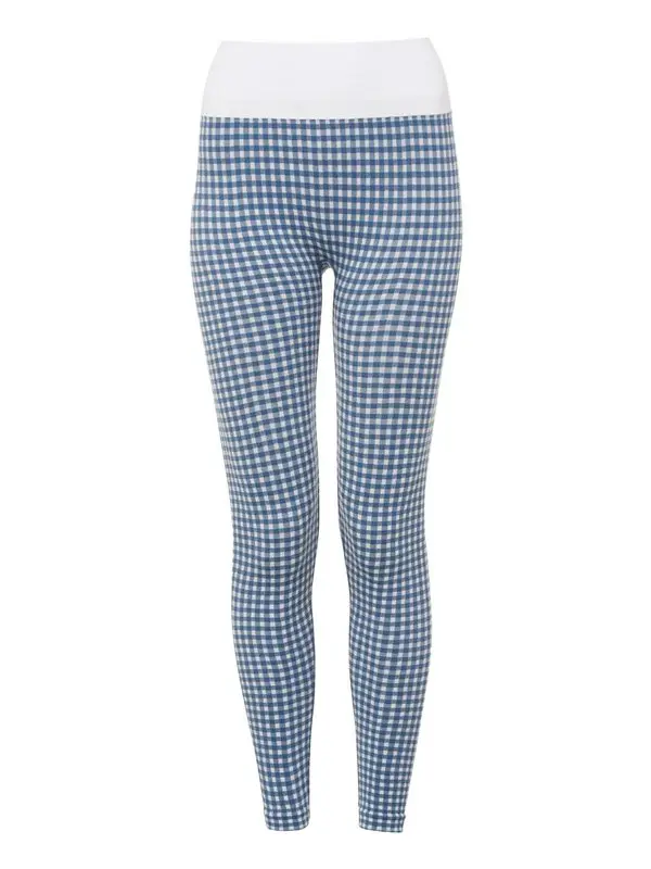 HEART AND SOUL Blue / White Leggings Sutton High-waisted Vichy Water Lake/white - Blue/white