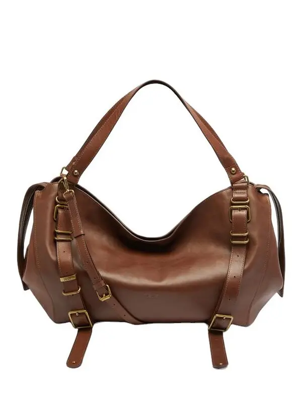 DIESEL® D-one Treated Leather Handbag - Brown