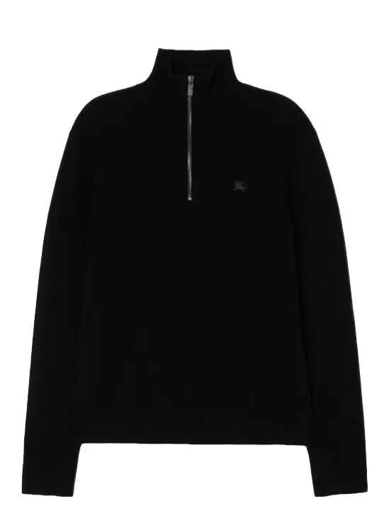 Burberry Cashmere Blend Half-zip Sweater - Black