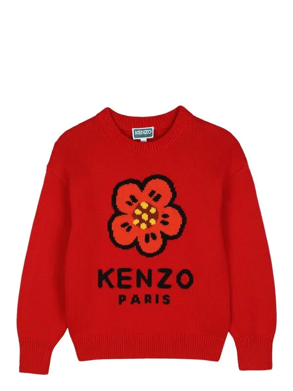 Kenzo Boke Flower Intarsia Knit Sweater - Red