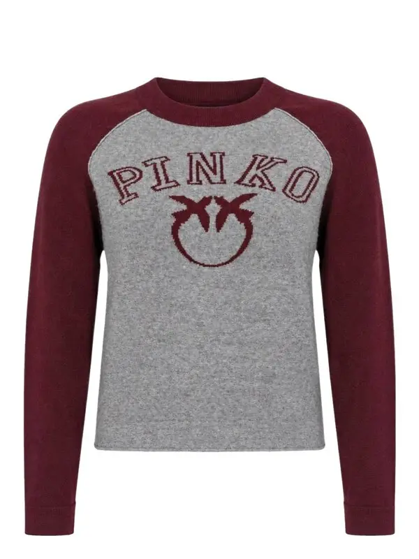 Pinko Logo-intarsia Raglan-sleeve Top - Gray