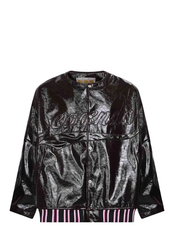 PDFCHANNEL Oversized Glossy Bomber Coat - Black