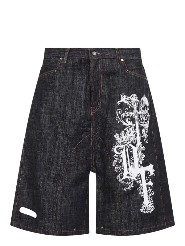 PDFCHANNEL Graphic Loose-fit Denim Shorts - Deep Indigo