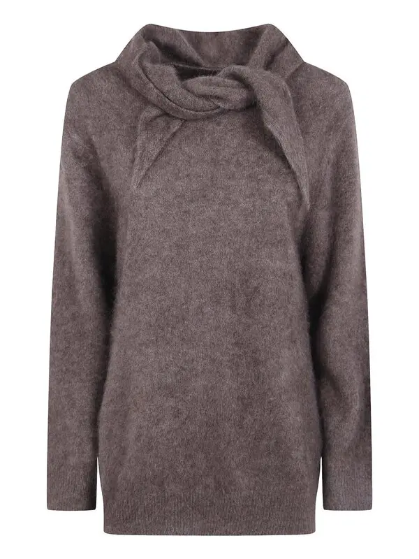 P.a.r.o.s.h Long-sleeved Hooded Knit Top - Black