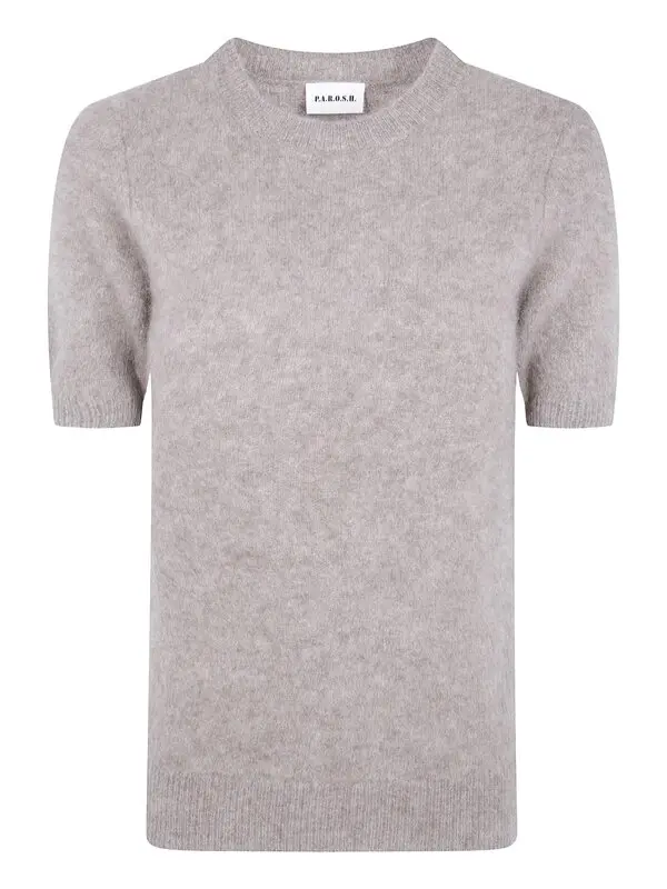 P.a.r.o.s.h Crew-neck Short-sleeve Knit Top - Gray