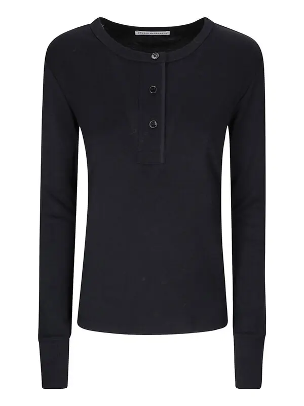 Studio Nicholson Roane Long Sleeve Henley Top - Black