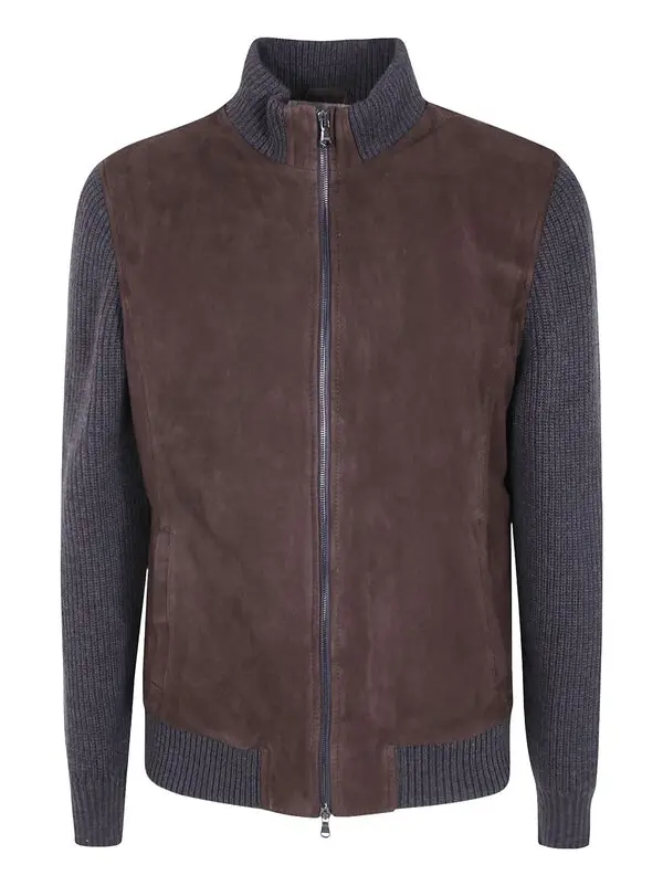BARBA NAPOLI Zippered Patchwork Leather Jacket - No