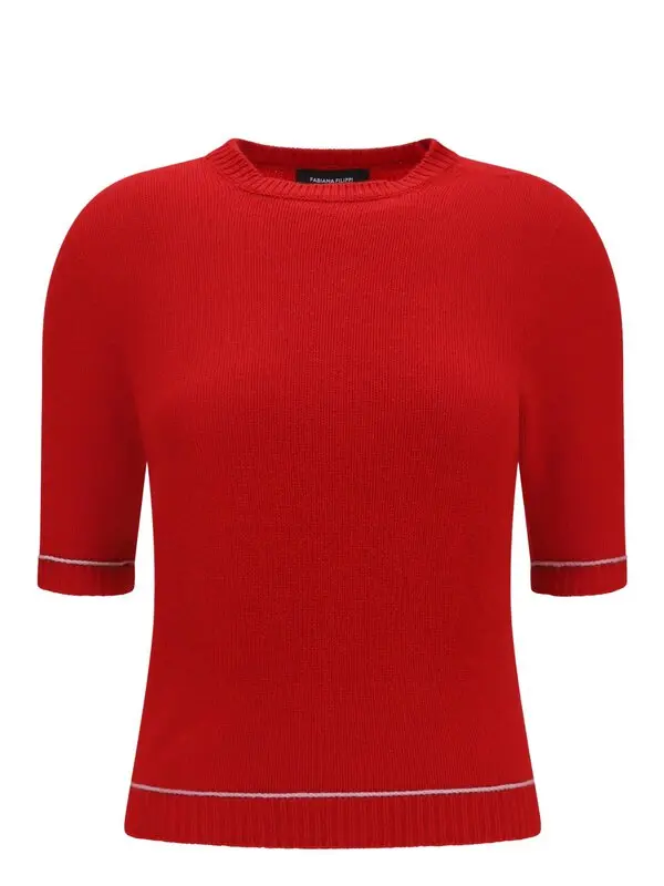 Fabiana Filippi Brushed Short-sleeve Knitted Top - Red