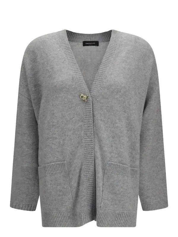 Fabiana Filippi V-neck Knot-button Cardigan - Grey