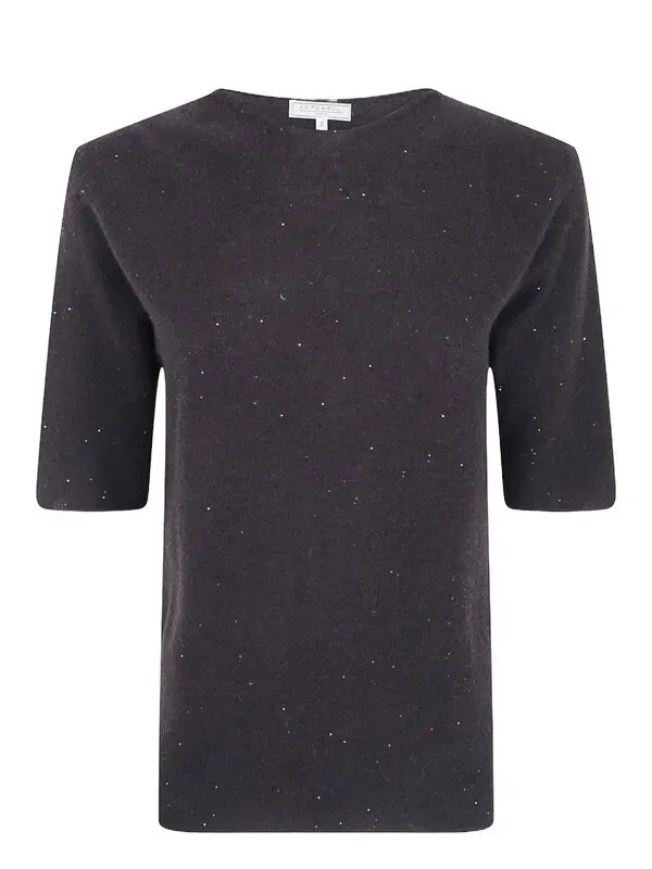 Antonelli Firenze Round Neck Short Sleeve Sweater - Brown