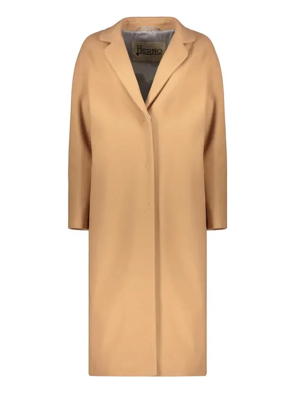 Herno Notched-collar Single-breasted Coat - Beige