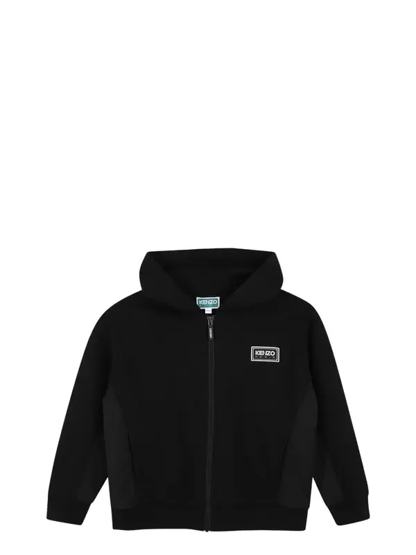Kenzo Logo-patch Hooded Zip-up Jacket - Black