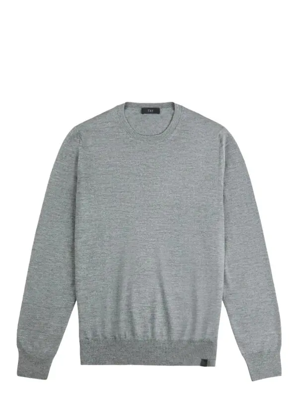 FAY Extrafine Merinos Wool Round-neck Pullover - Grey