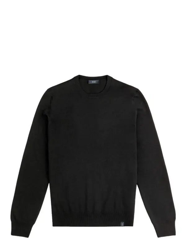FAY Extrafine Merinos Wool Pullover - Black