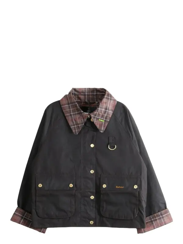 Barbour Icons Tartan Collar Spey Waxed Jacket - Black