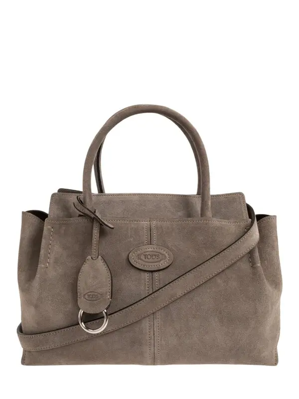 TOD'S Structured Suede Tote Bag - Grey